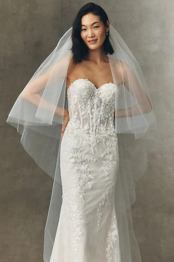 PRONOVIAS X Weddings Cathedral Veil With Blusher - Ivory
