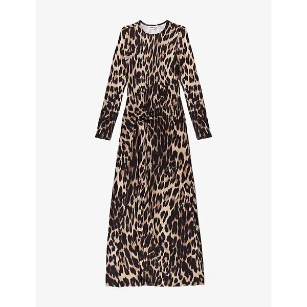 RO&ZO Leopard-print Stretch-jersey Midi Dress