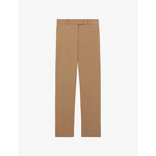 REISS Straight-leg Stretch Wool-blend Trousers - Camel