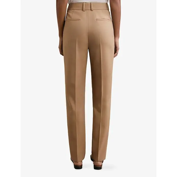 REISS Straight-leg Stretch Wool-blend Trousers - Camel