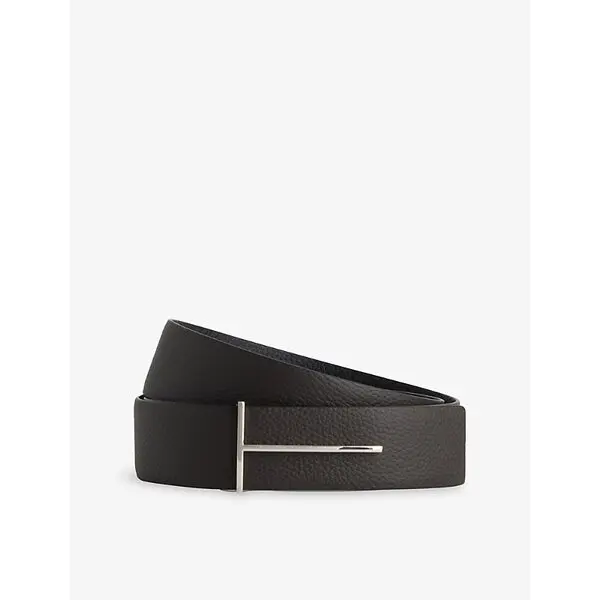 TOM FORD Slim T-buckle Leather Belt - Brown+black