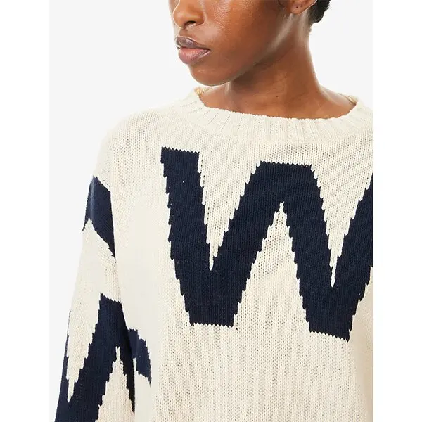 Max Mara Celebre Round-neck Cotton-blend Jumper - Navy Writing Pattern