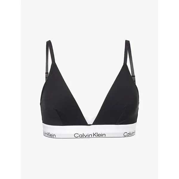Calvin Klein Icon Unlined Cotton-modal Jersey Triangle Bralette - Black
