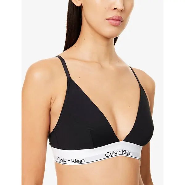 Calvin Klein Icon Unlined Cotton-modal Jersey Triangle Bralette - Black