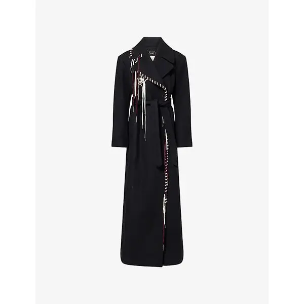 Dries Van Noten Embellished Belted Wool-blend Coat