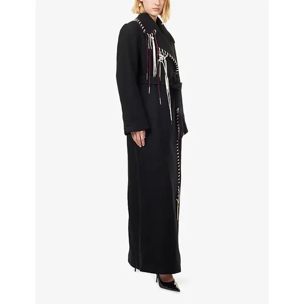 Dries Van Noten Embellished Belted Wool-blend Coat