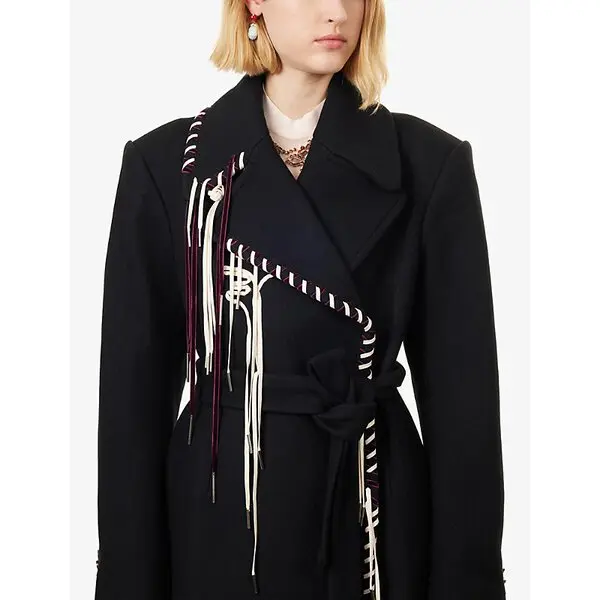 Dries Van Noten Embellished Belted Wool-blend Coat