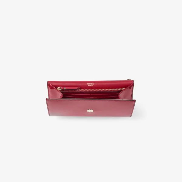 JIMMY CHOO Emmie Patent Leather Clutch - Ruby Red/light Gold