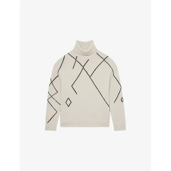 REISS Argyle Roll-neck Wool-blend Jumper
