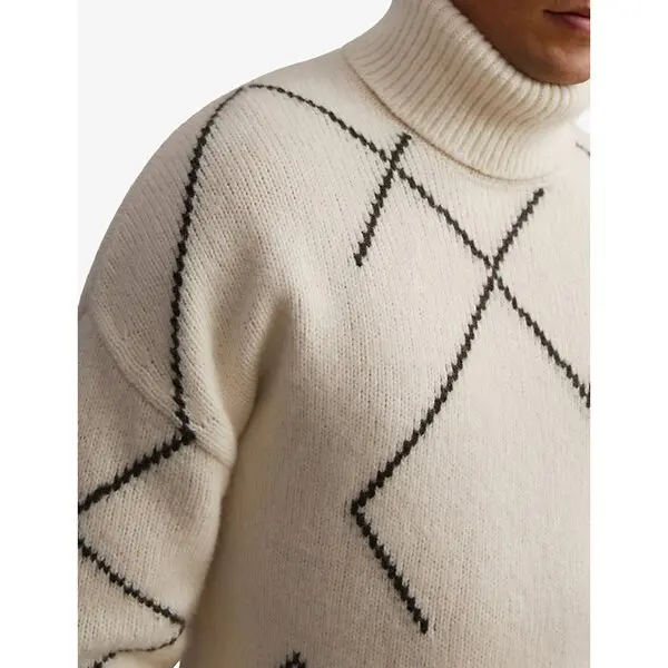 REISS Argyle Roll-neck Wool-blend Jumper