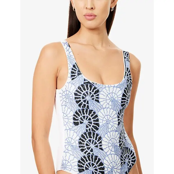 OCEANUS Swirlshell Beaded Swimsuit