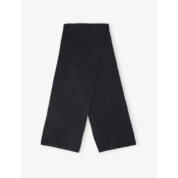 Sunspel Ribbed Cashmere Scarf - Charcoal Melange