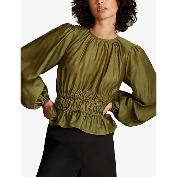 RO&ZO Peplum Long-sleeve Woven Blouse