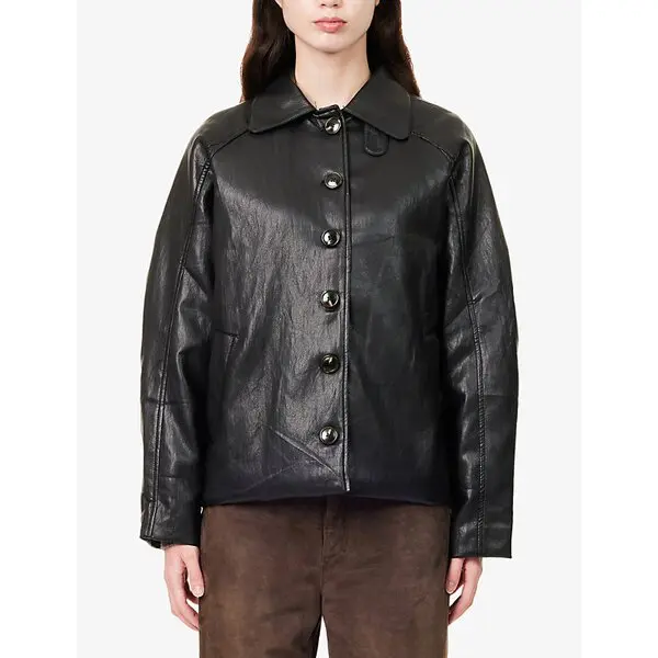 SISTERS & SEEKERS Faux Leather Oversized Jacket