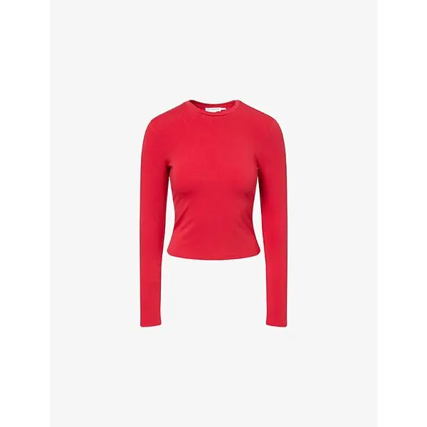 Good American Stretch-cotton Long-sleeve Top - Ruby