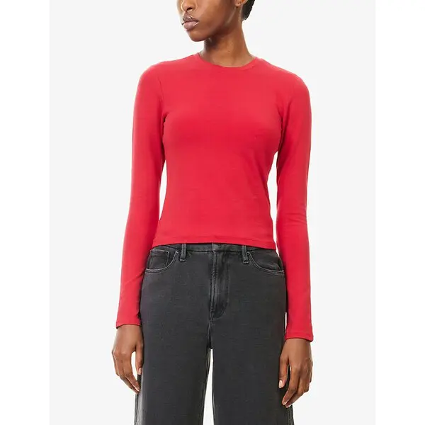 Good American Stretch-cotton Long-sleeve Top - Ruby
