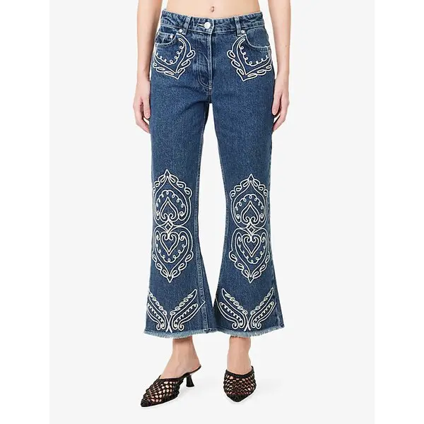 Farm Rio Cornely Embroidered Cropped Jeans