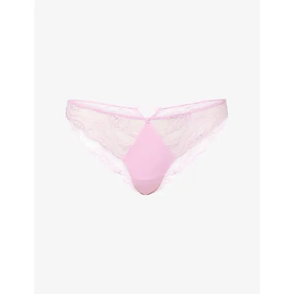 Calvin Klein Scalloped-trim Lace G-string Thong - Pink Essence