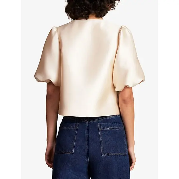 RO&ZO Round-neck Puff-sleeve Shell Top