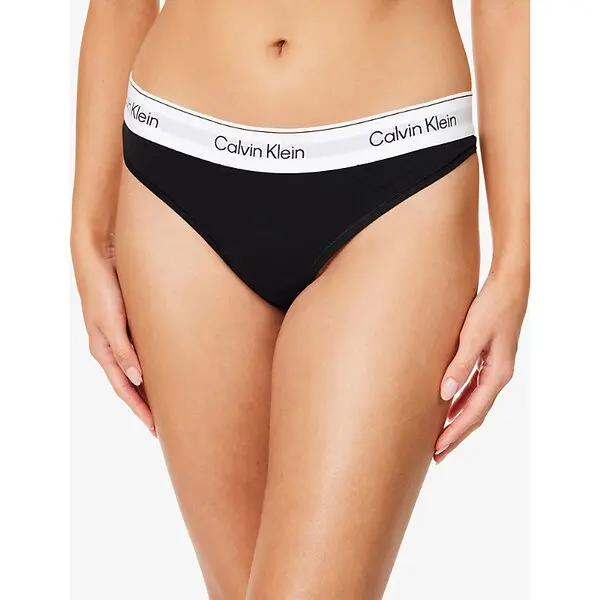 Calvin Klein Icon Cotton-modal Jersey Thong - Black