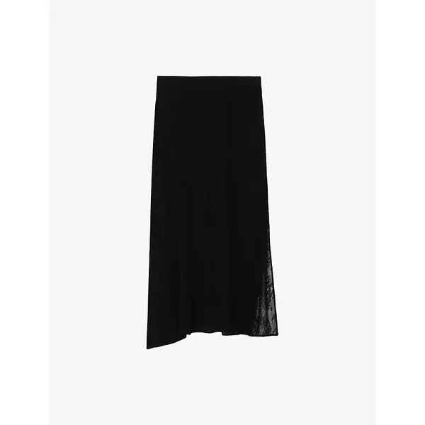 Zadig&Voltaire Jayla Lace-trim Woven Midi Skirt - Black