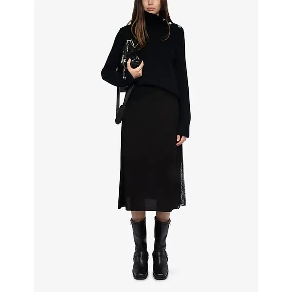 Zadig&Voltaire Jayla Lace-trim Woven Midi Skirt - Black