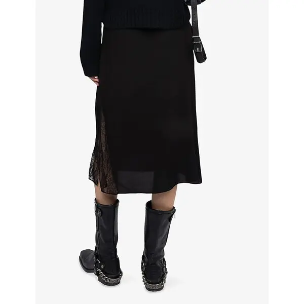 Zadig&Voltaire Jayla Lace-trim Woven Midi Skirt - Black