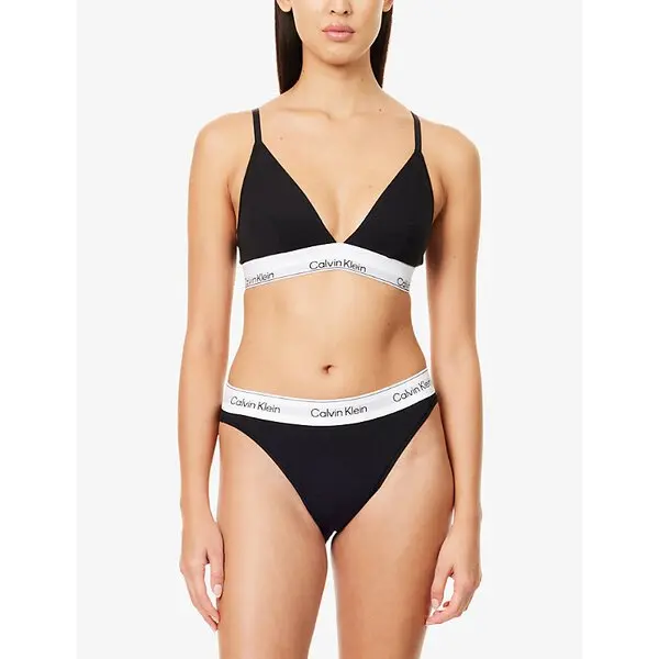 Calvin Klein Icon High-leg Cotton-modal Jersey Tanga - Black