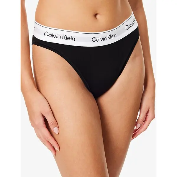 Calvin Klein Icon High-leg Cotton-modal Jersey Tanga - Black