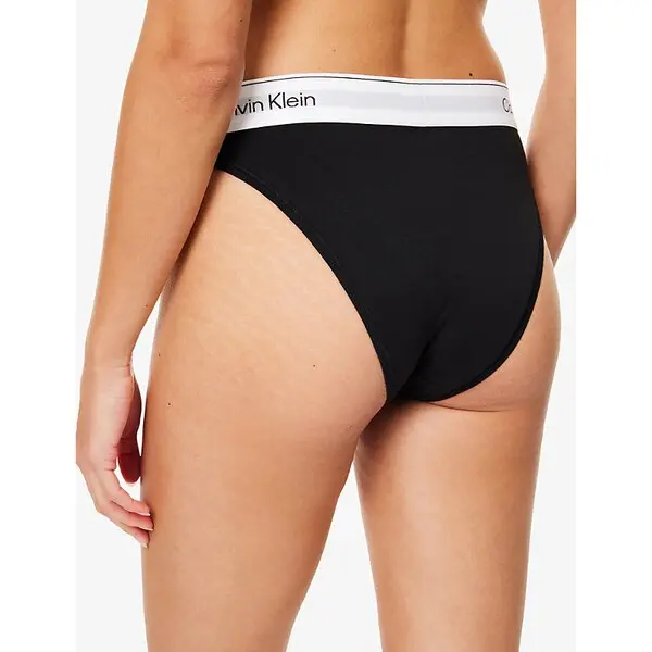 Calvin Klein Icon High-leg Cotton-modal Jersey Tanga - Black