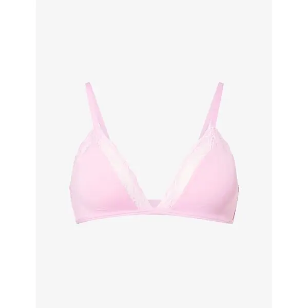 Calvin Klein Lace-trim Woven Plunge Bra - Pink Essence