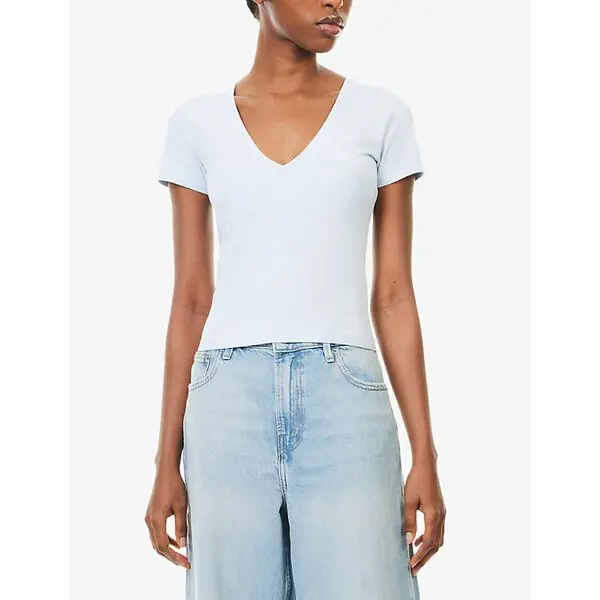 Good American V-neck Stretch-cotton T-shirt
