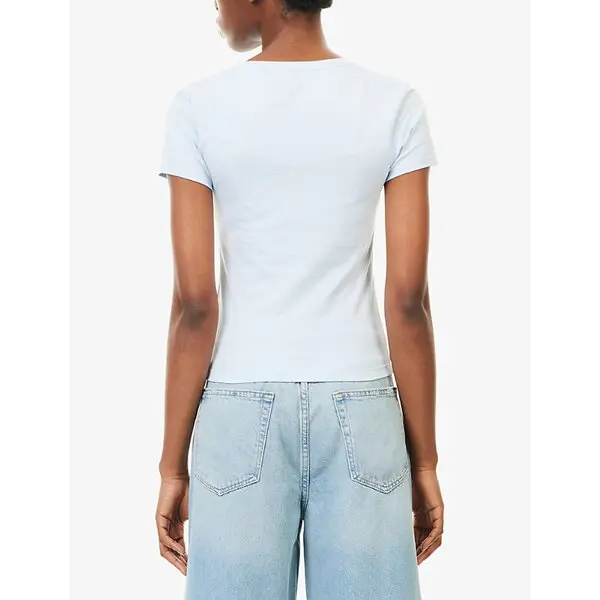Good American V-neck Stretch-cotton T-shirt