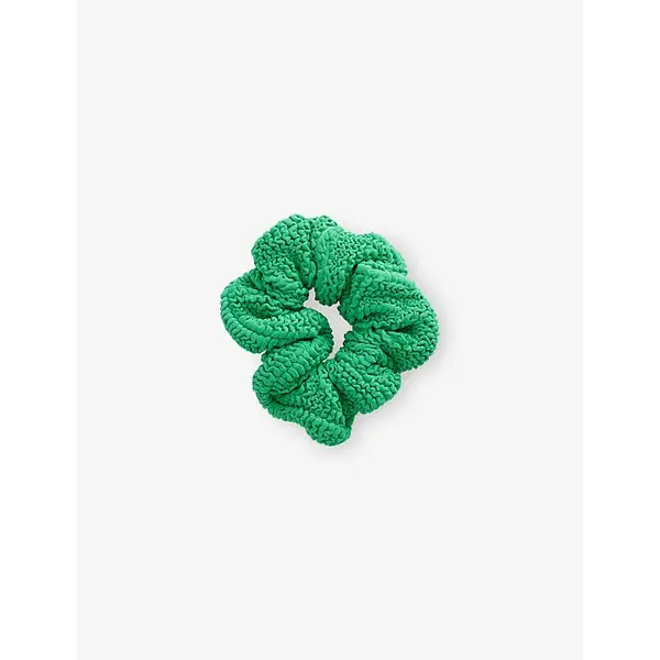 Hunza G Seersucker Stretch-woven Scrunchie - Emerald