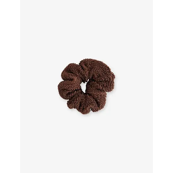 Hunza G Seersucker Stretch-woven Scrunchie - Metallic Chocolate