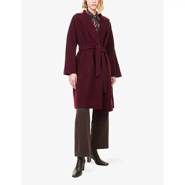 Max Mara Notch-lapels Wool-blend Coat - Bordeaux