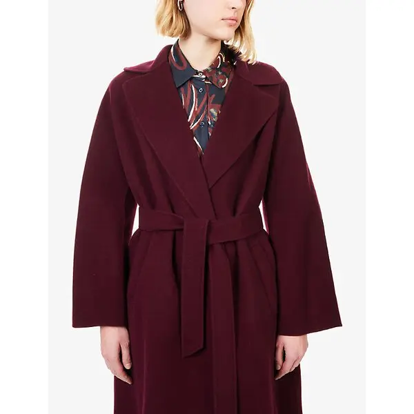 Max Mara Notch-lapels Wool-blend Coat - Bordeaux