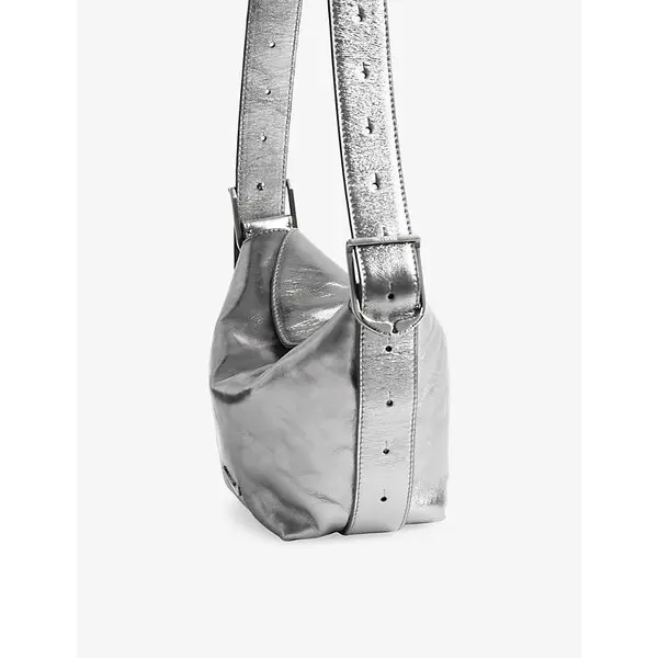 Zadig&Voltaire Metallic Leather Shoulder Bag - Gun