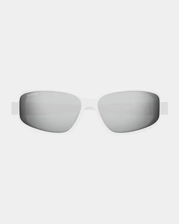 Gucci Acetate Rectangle Wrap Sunglasses - White