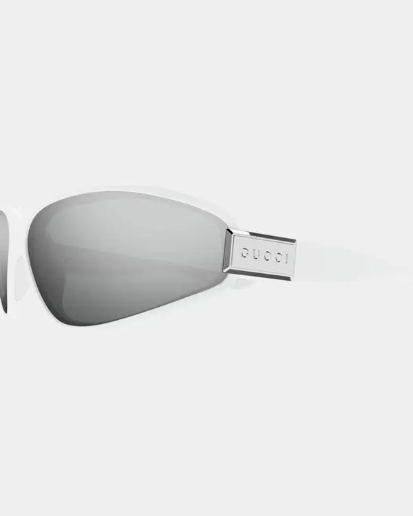 Gucci Acetate Rectangle Wrap Sunglasses - White