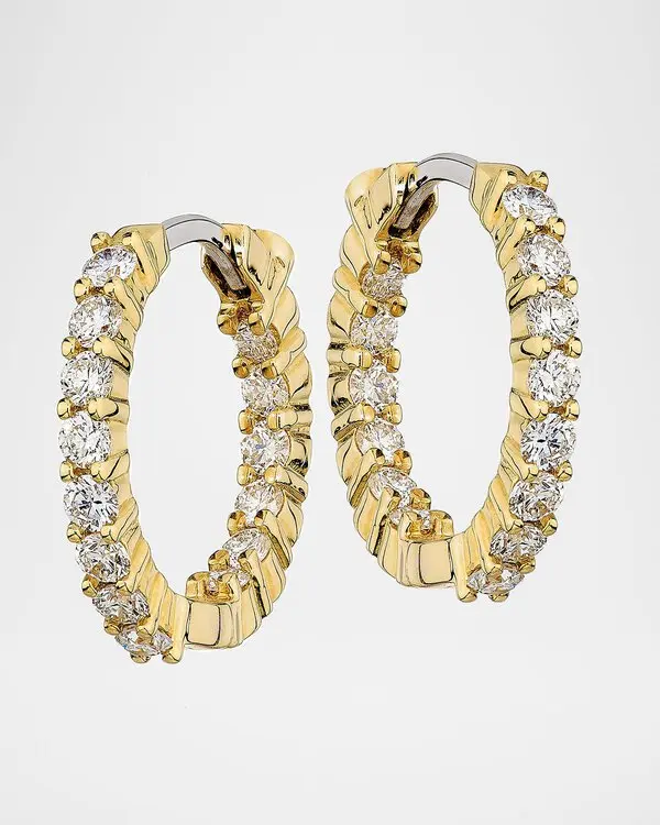 Roberto Coin 18k Gold Diamond Hoop Earrings - Yellow