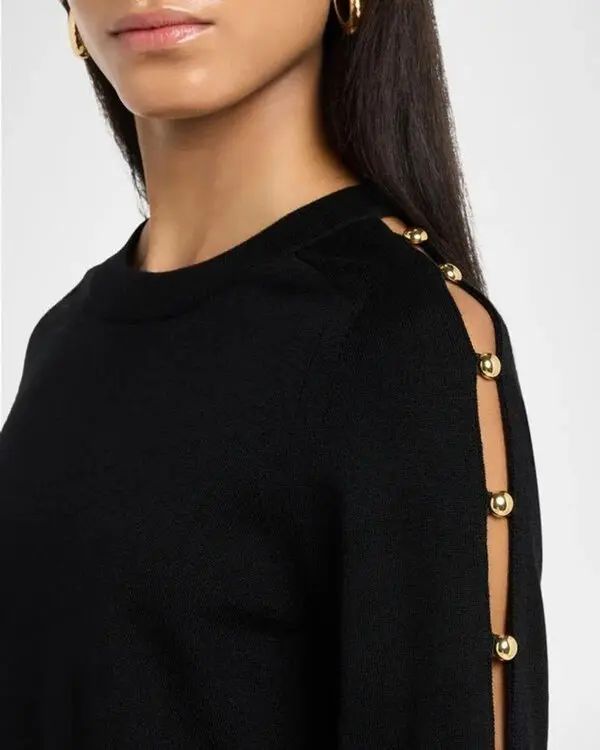 Simkhai Declan Buttoned Merino Wool Sweater - Black