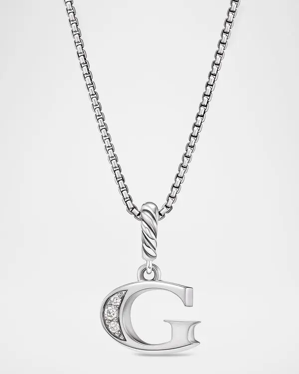David Yurman Initial Pendant Necklace With Diamonds - Silver