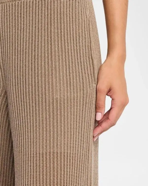 Brunello Cucinelli Metallic Ribbed Knit Wide-leg Trousers