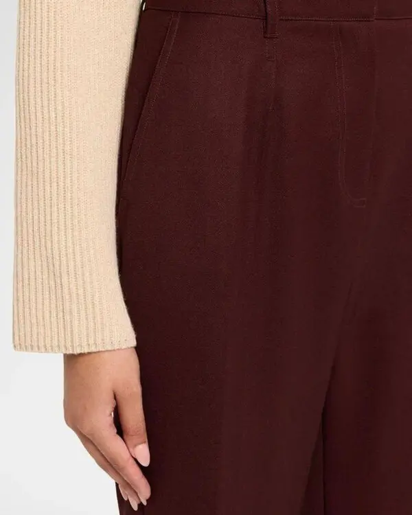 Max Mara Cannes Pleated Straight-leg Wool Pants - Red