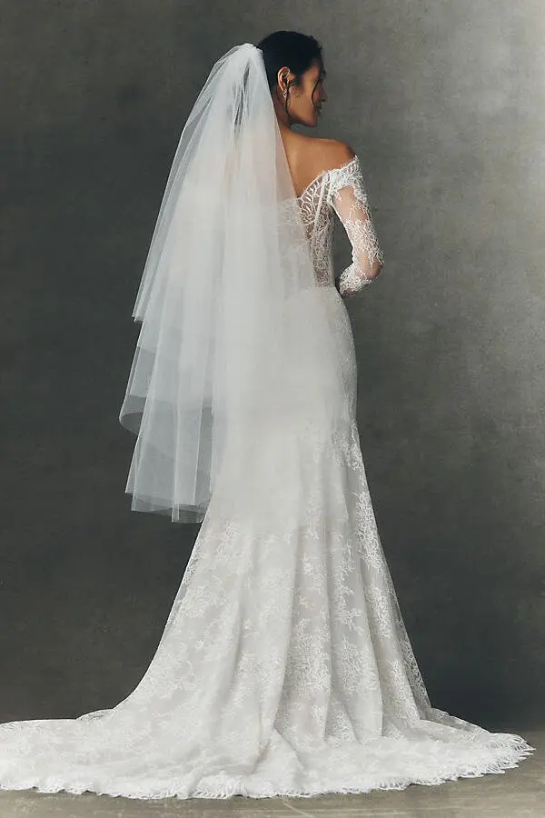 PRONOVIAS Clean Chapel Veil With Blusher