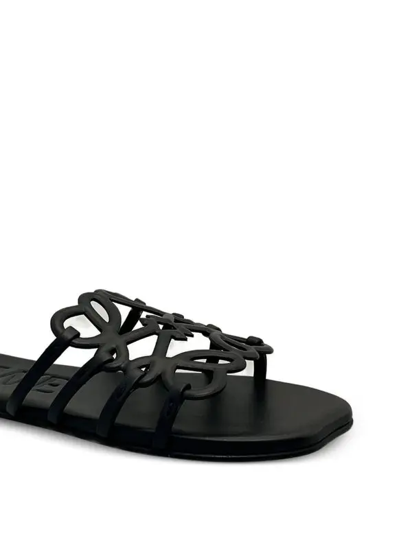 Loewe Petal Anagram Leather Sandals - Black