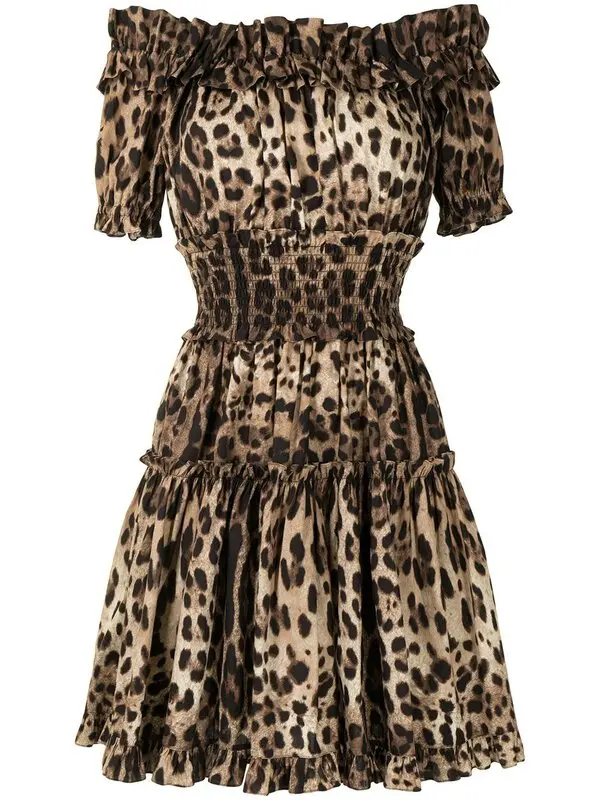 Dolce & Gabbana Leopard Print Short Dress - Multi