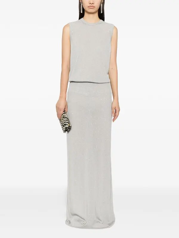 TOM FORD Sequined Long Skirt - Silver