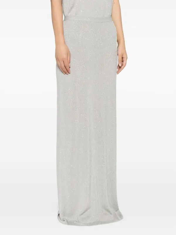 TOM FORD Sequined Long Skirt - Silver